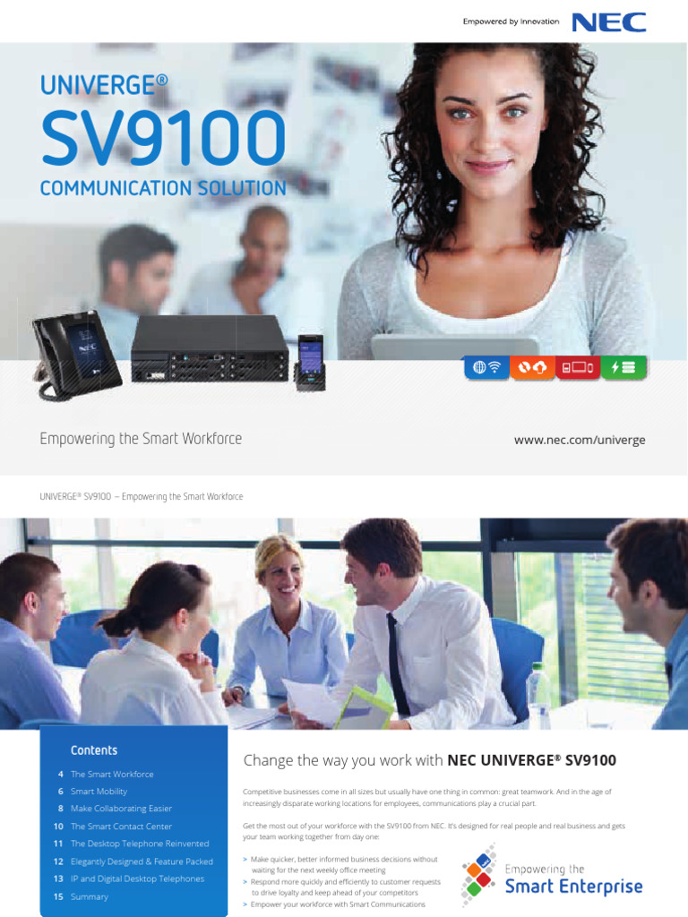 NEC Brochure Univerge SV9100 Web | PDF | Telephone | Call Centre