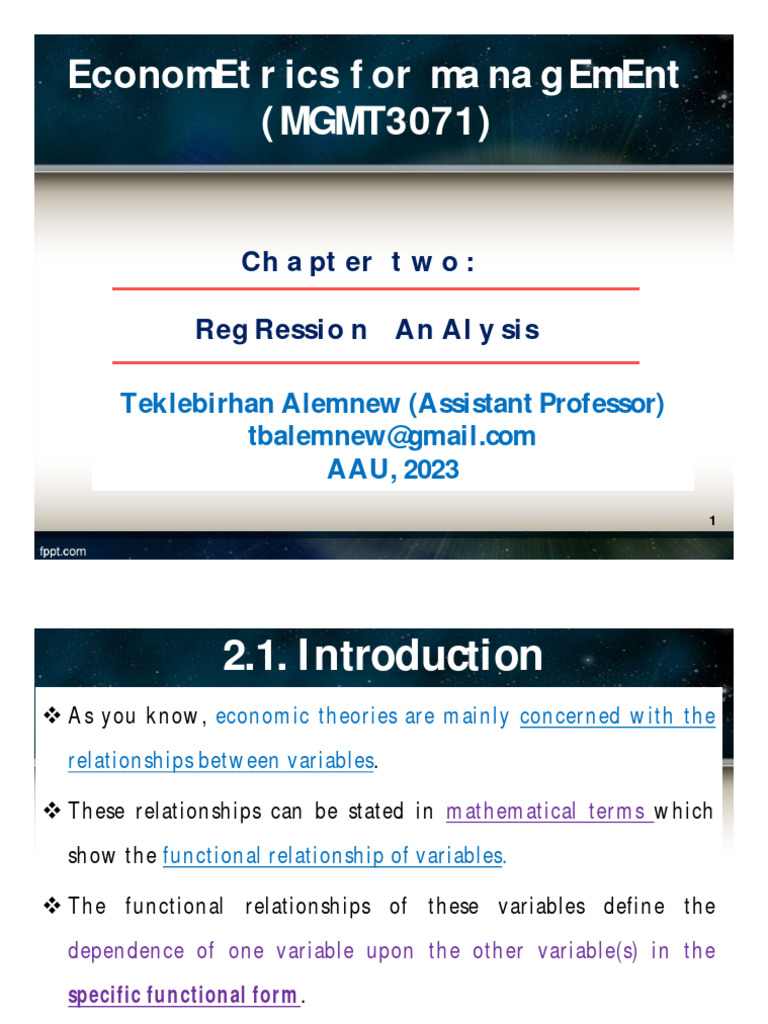 CH-2 - PPT-Simple Linear Regression Analysis | PDF | Estimator | Regression Analysis