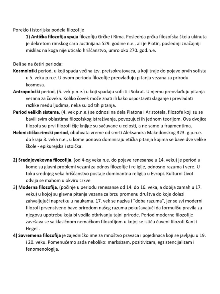 Istorijska Podela Filozofoje | PDF