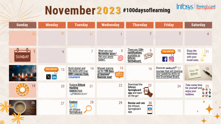 InfosysSB - #100daysoflearning - Nov Calendar | PDF