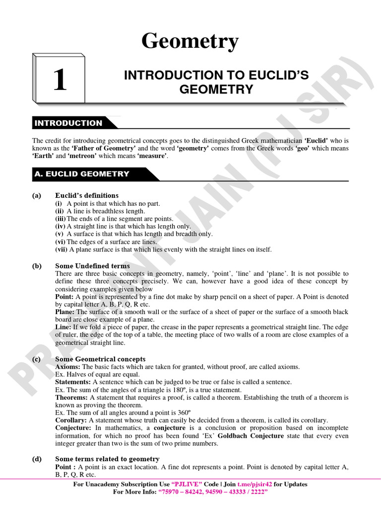 Introduction to Euclid's Geometry | PDF | Line (Geometry) | Theorem