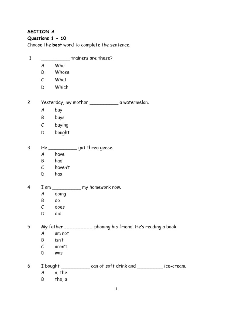 Assessment Test Year 3, 2019 | PDF