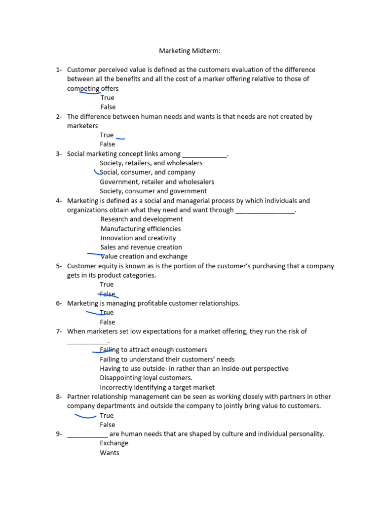 Marketing Midterm Review (1) 2222 | PDF | Marketing | Public Sphere