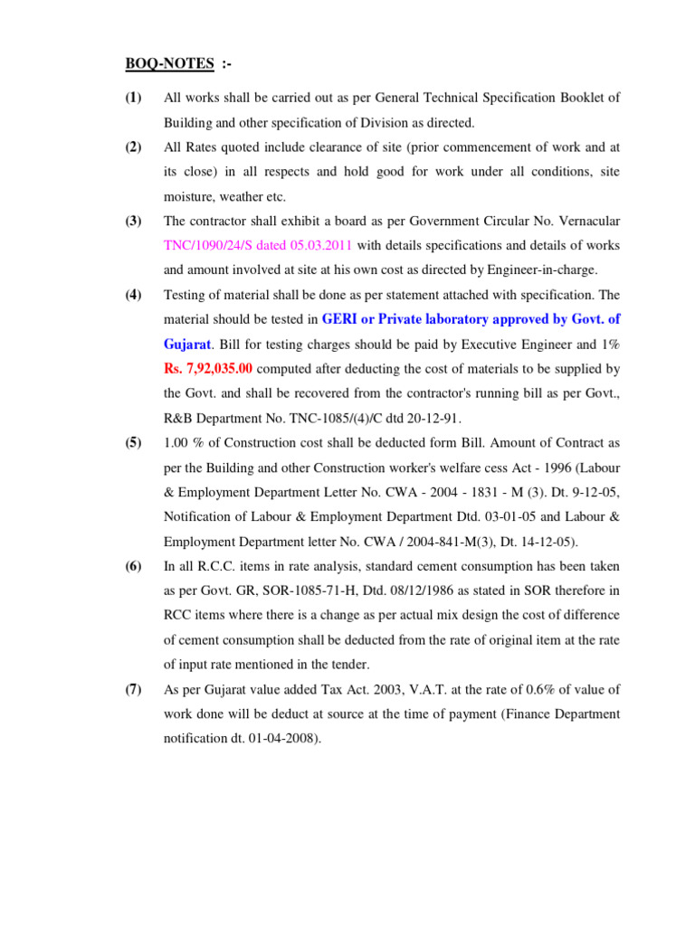 Boq Notes | PDF
