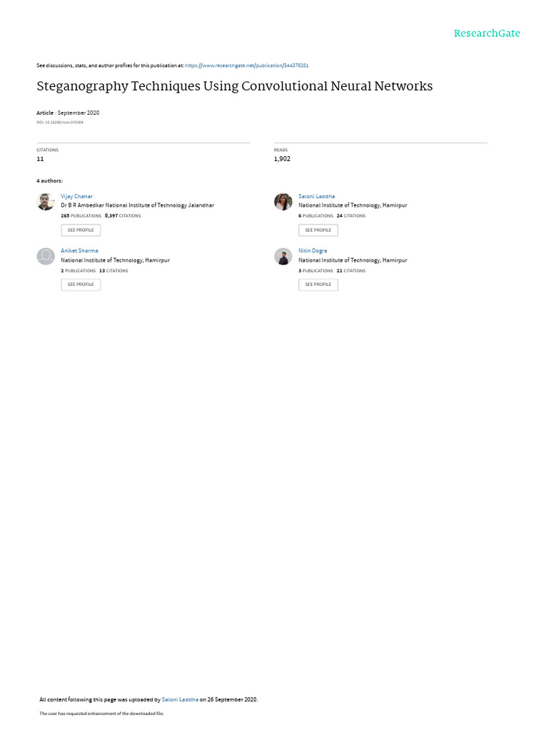 Steganography Techniques Using Convolutional Neural Networks | PDF | Data Compression | Computer ...