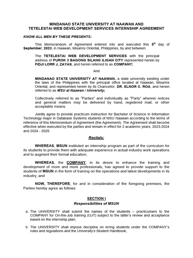 MOA Template Final | PDF | Common Law | Private Law