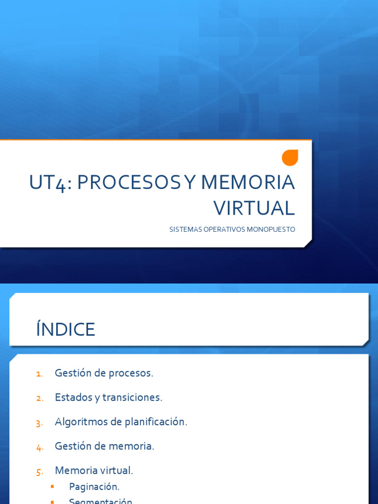 UT4 ProcesosMemoria | PDF | Proceso (Computación) | Sistema operativo