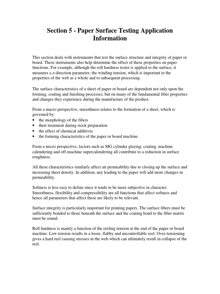 Paper Surface Testing Methods | PDF | Friction | Calibration