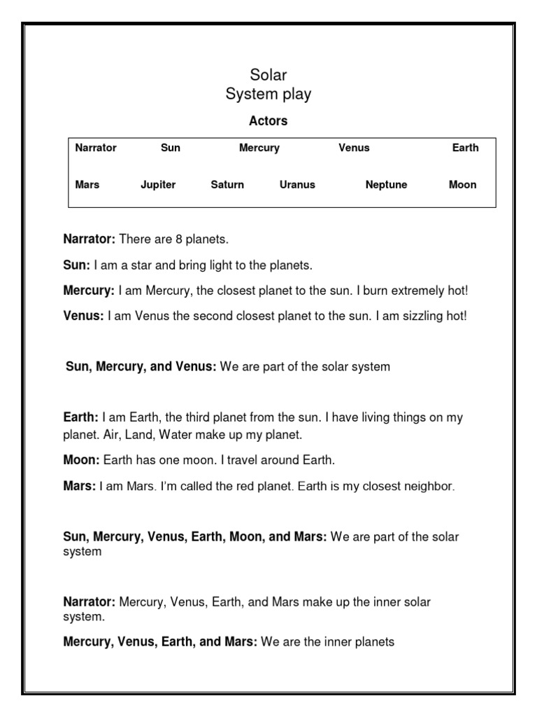 Reader's Theatre- Solar System | PDF