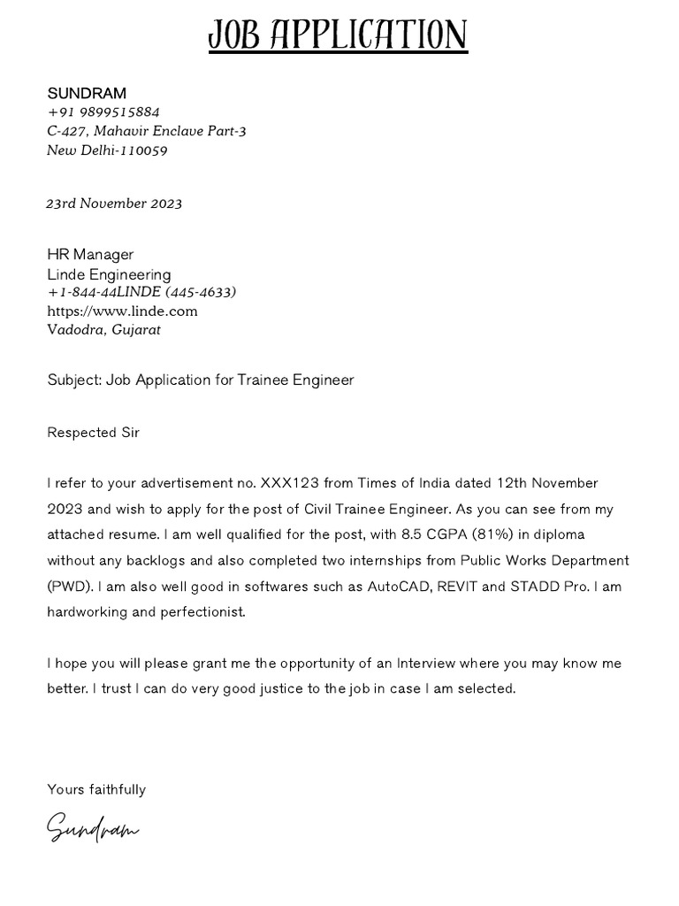 Job Application | PDF | Career & Growth