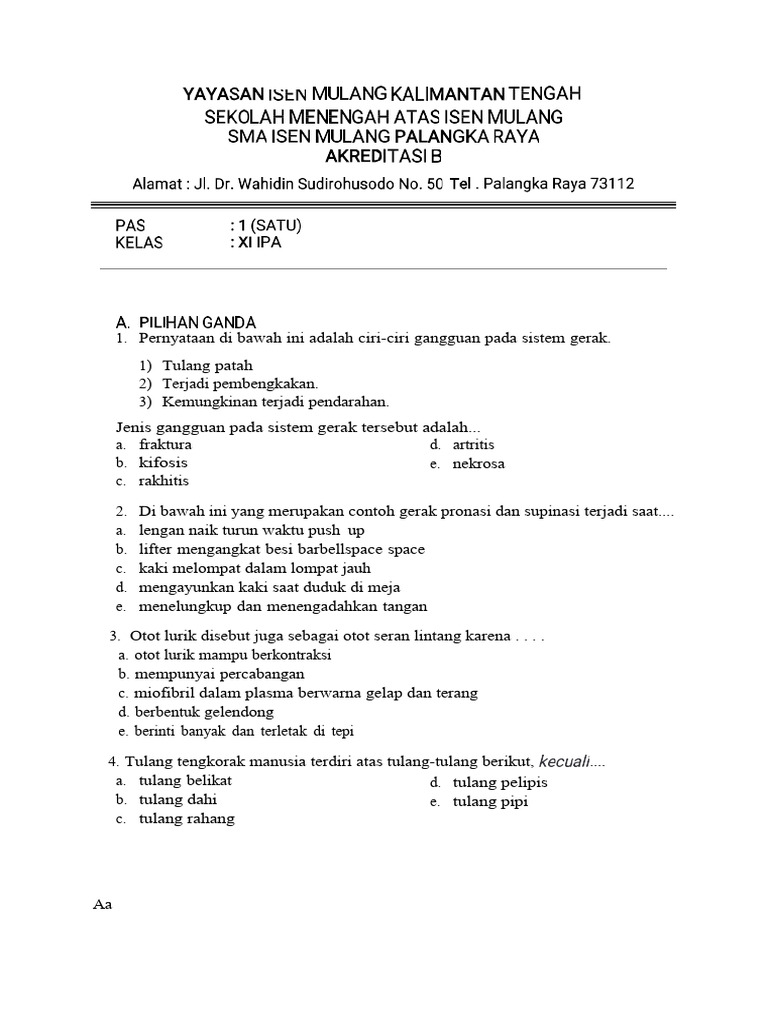 Soal Biologi Kelas Xi | PDF