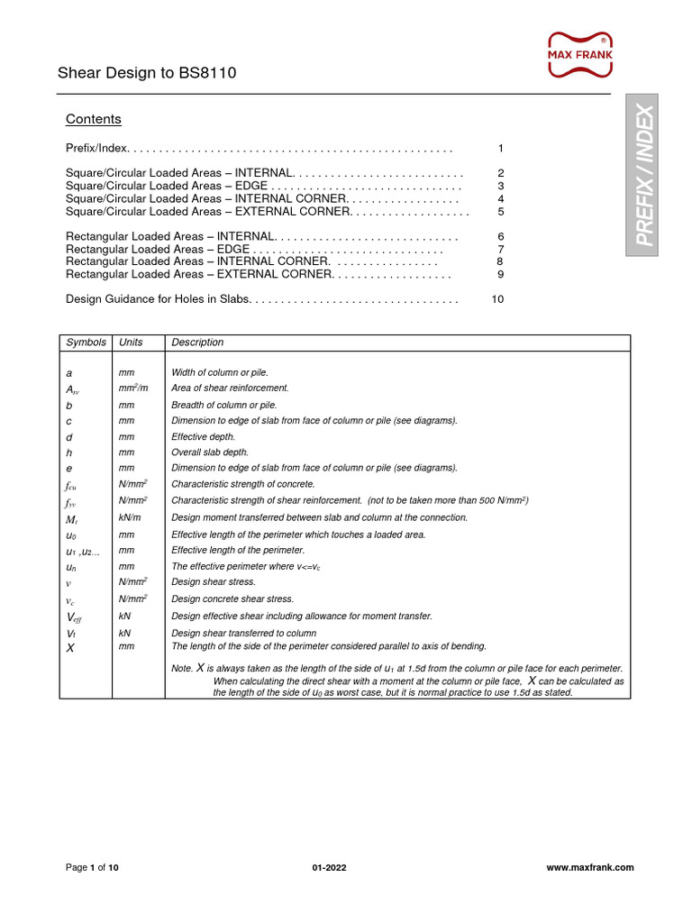 Punching Shear Design in BS8110 | PDF | Length | Civil Engineering