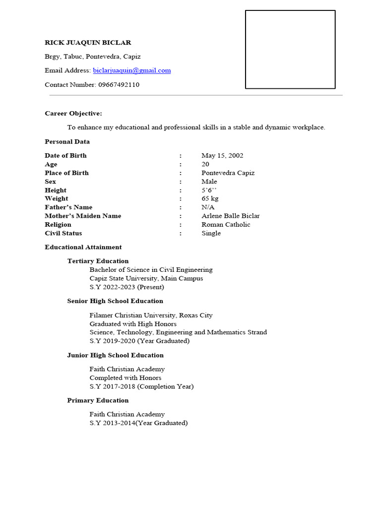 Biclar Resume | PDF