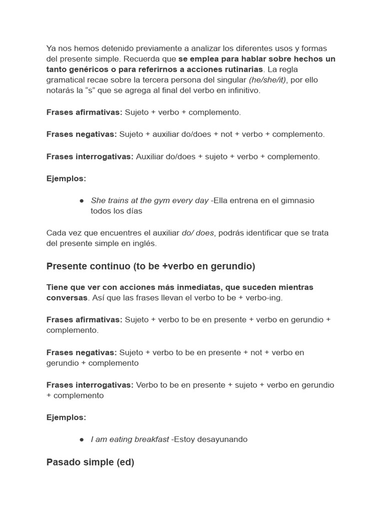 Presente Simple (Lleva "S" o Auxiliar "Do - Does") | PDF | Verbo | Asunto (gramática)
