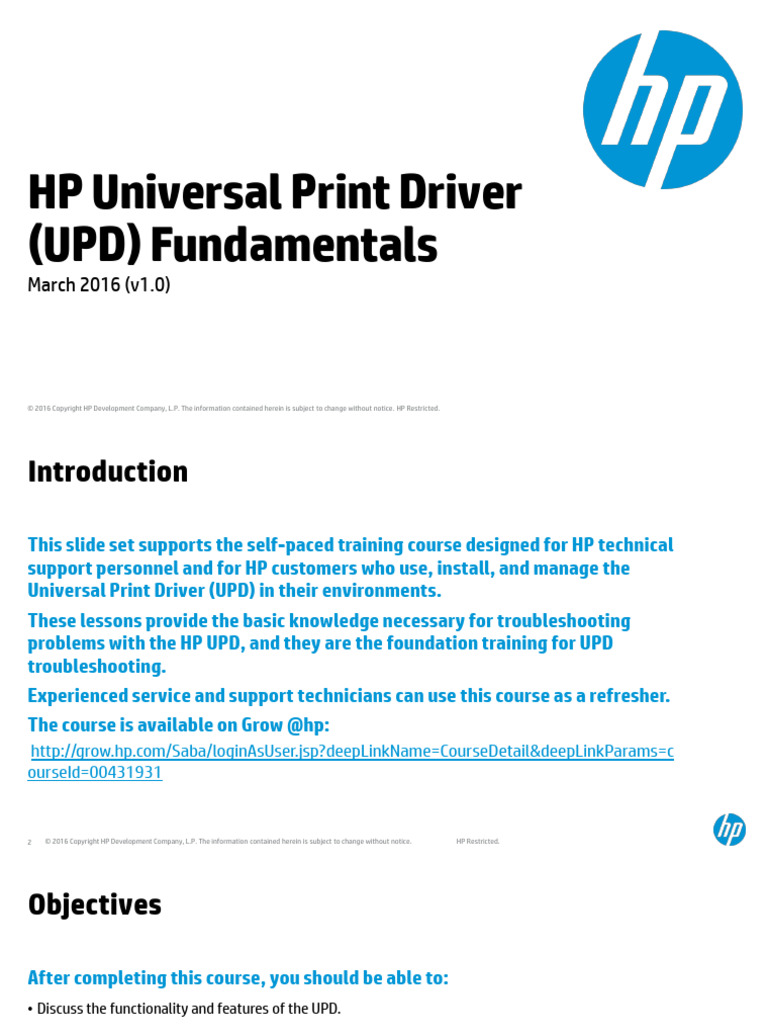 HP Universal Print Driver | PDF | Computing | Software