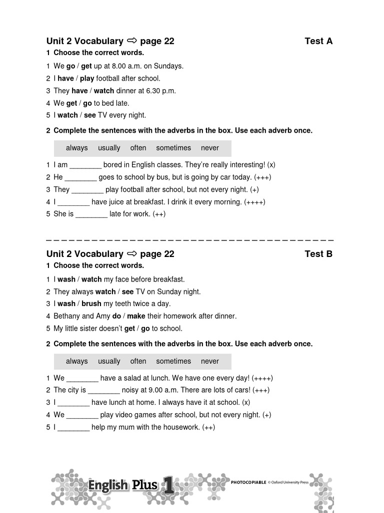 Unit 2 English Test Exercises | PDF | Syntax | Grammar