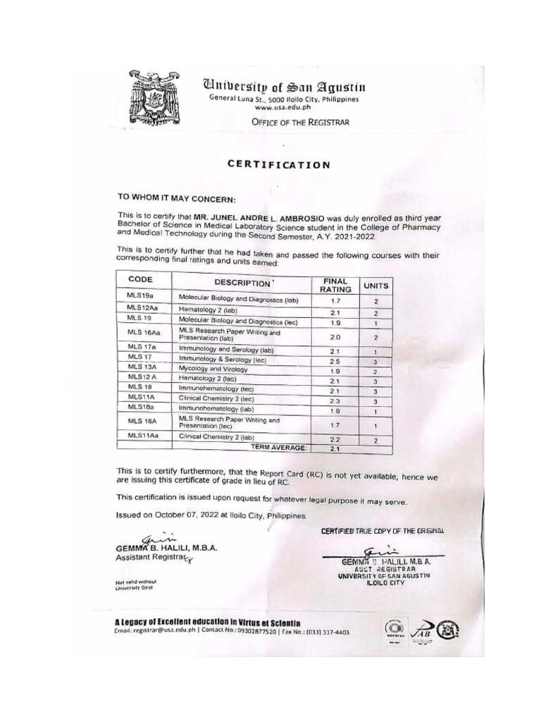 AMBROSIO Grades | PDF