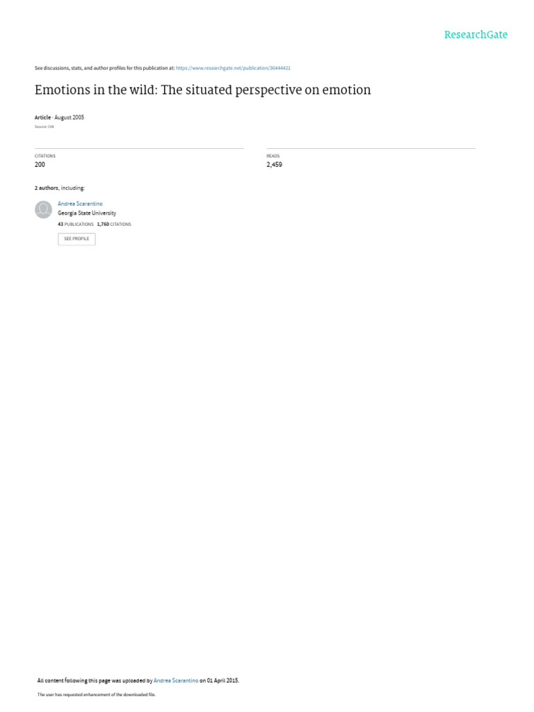 Emotions in The Wild The Situated Perspective On e | PDF | Emotions ...