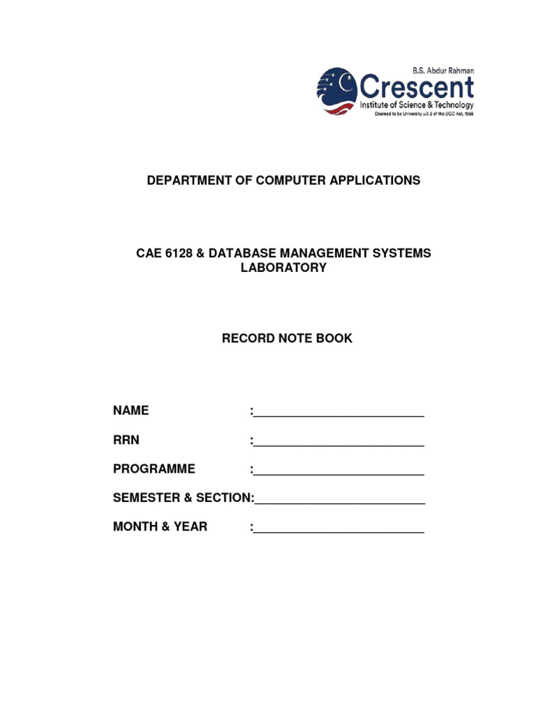 DBMS Record MCA | PDF | Pl/Sql | Information Technology