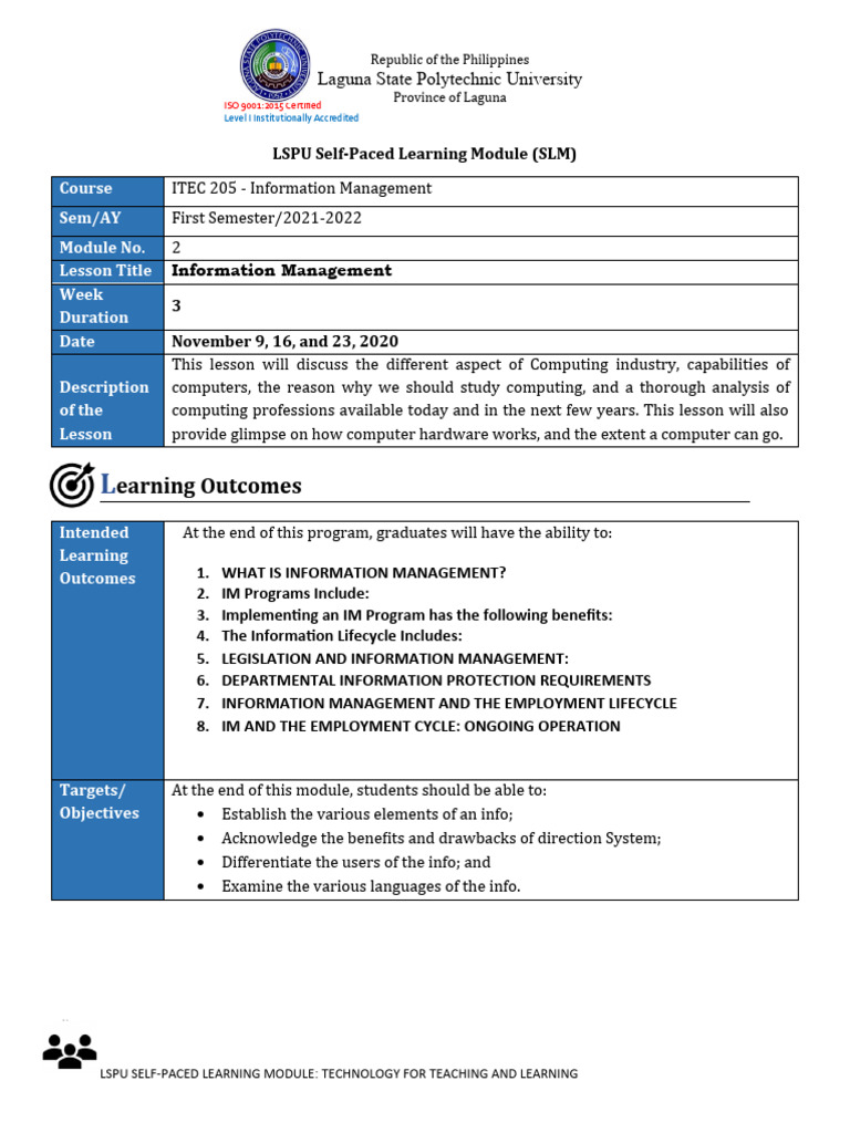 MODULE2 - ITEC 205 Information Management | PDF | Information | Databases