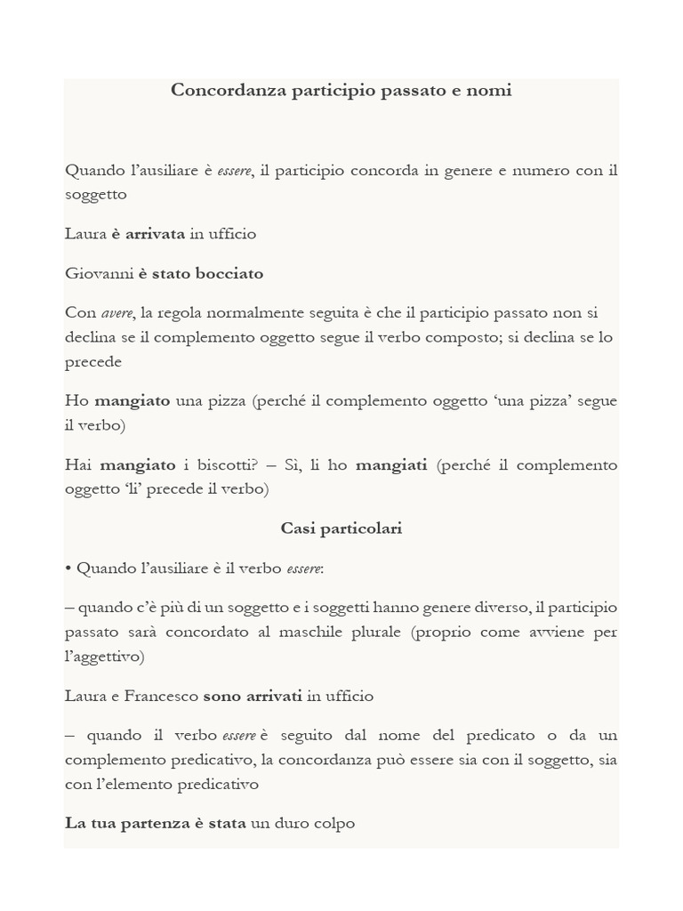 Concordanza Participio Passato | PDF
