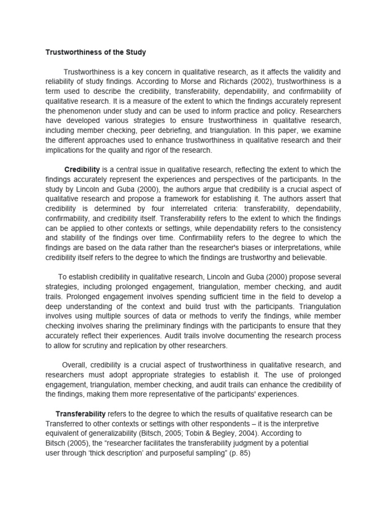 Trustworthiness | PDF | Qualitative Research | Credibility