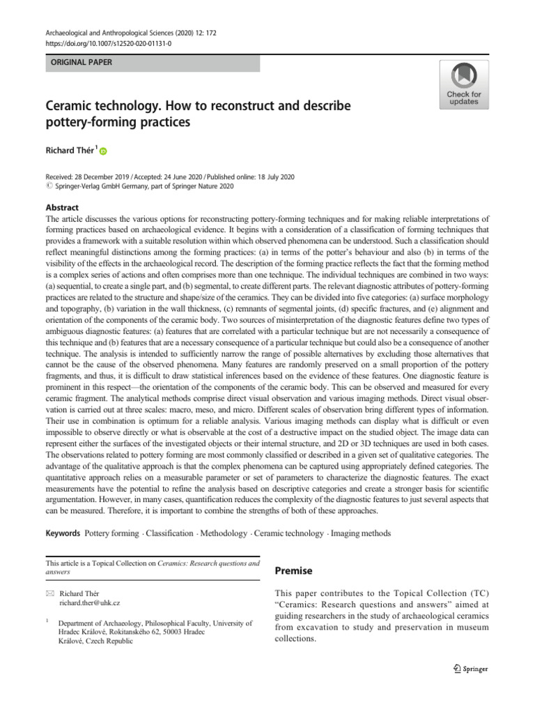 Pottery Forming Techniques Analysis | PDF