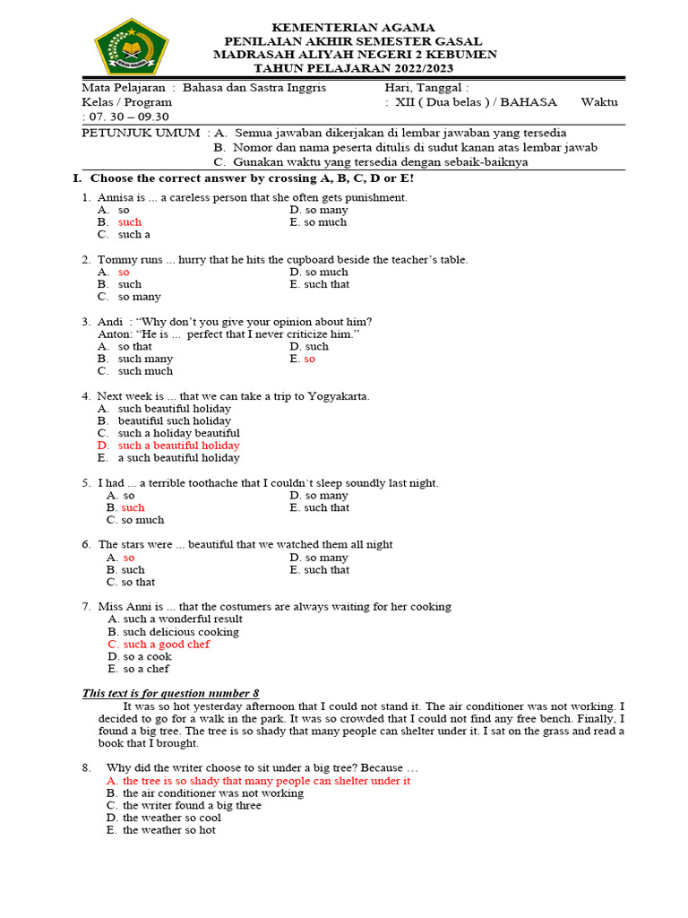 Pas Sastra Inggris Xii - Fix | PDF | Earthquakes | Plate Tectonics
