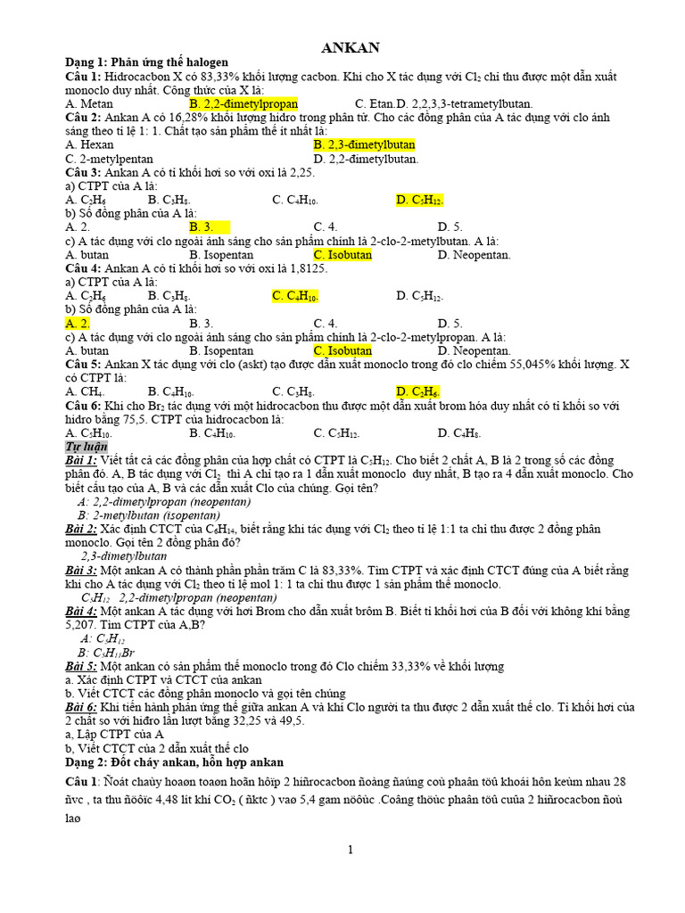 BT Ankan C C Hay Nô Đáp Án | PDF