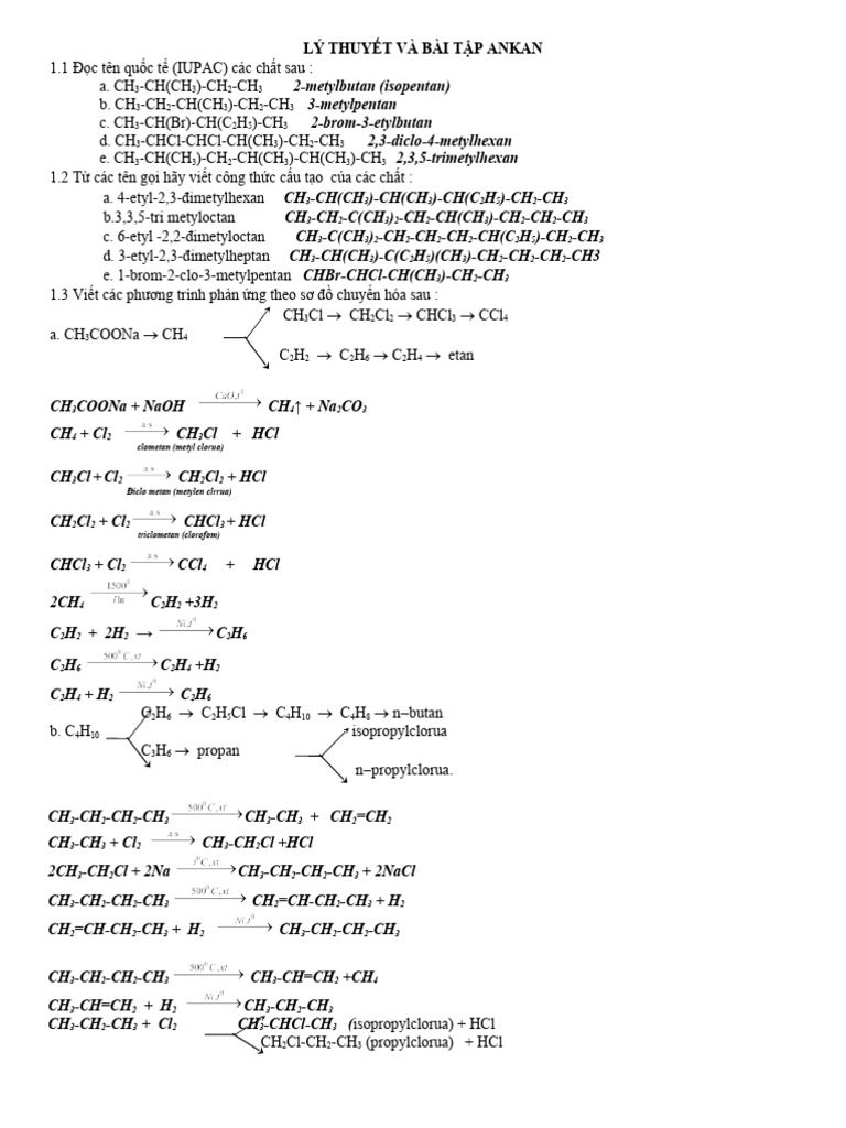 Bài Tập Ankan Cơ Bản | PDF