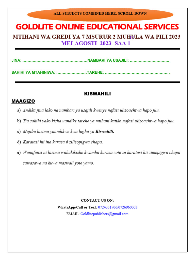 Grade 7 Term 2 Exams | PDF