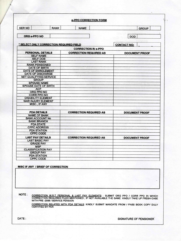 E-PPO Correction Form | PDF