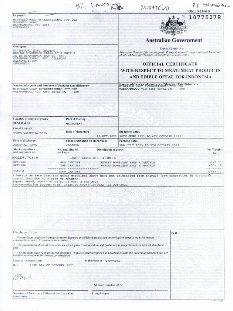 Knucle - Midfield - PT Indogal Agro Trading | PDF