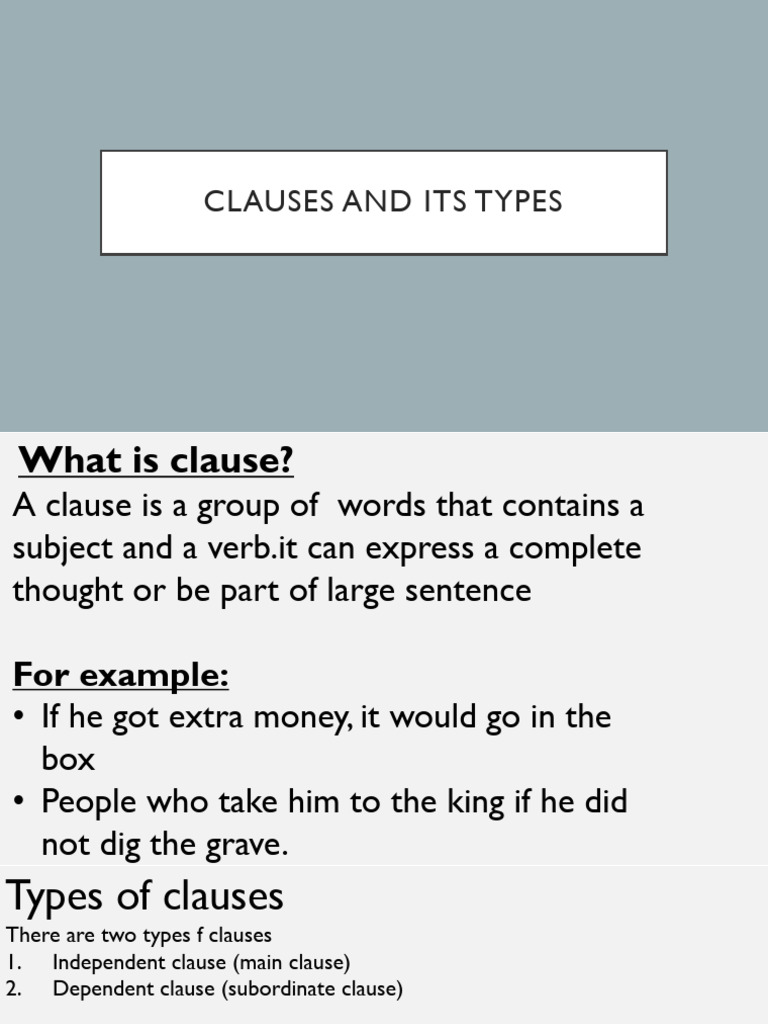 Understanding Clause Types | PDF
