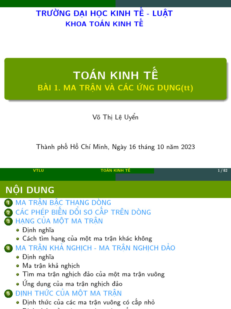 1.2_bai Giang_ma Tran Bac Thang-hang - Dinh Thuc Cua Mot Ma Tran (3) | PDF