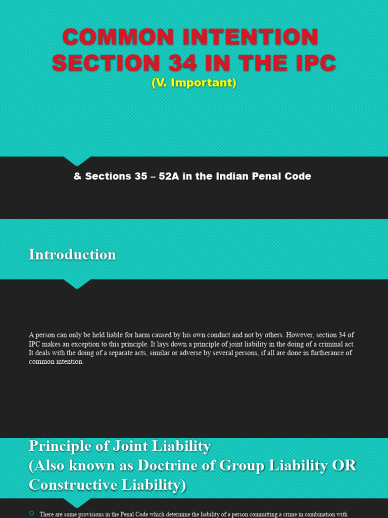 Common Intention | PDF | Crimes | Crime & Violence