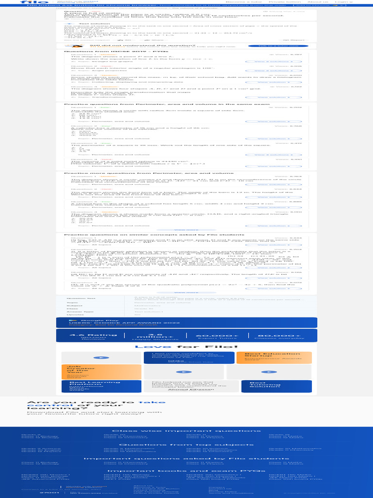 A pipe is full of water.The cross-section of the pipe is a circle, radius | PDF | Area | Circle