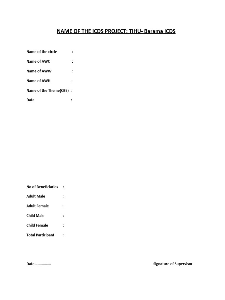 Anganwadi Format | PDF