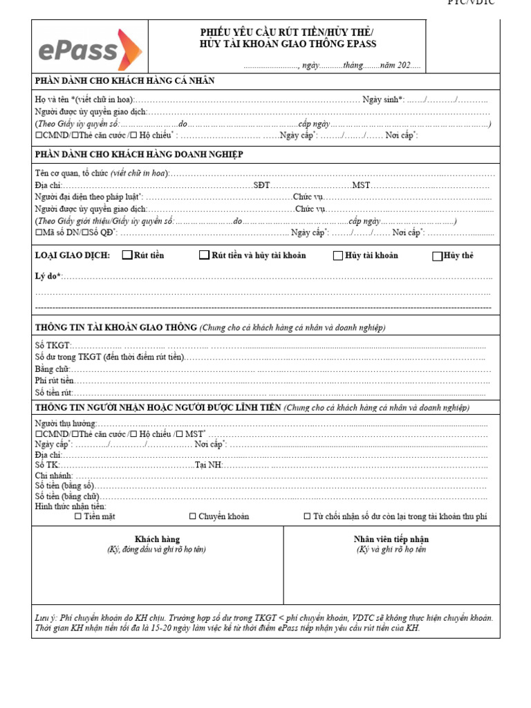 BM02 Mau PYC Huy Va Rut Tien Trong TKGT | PDF