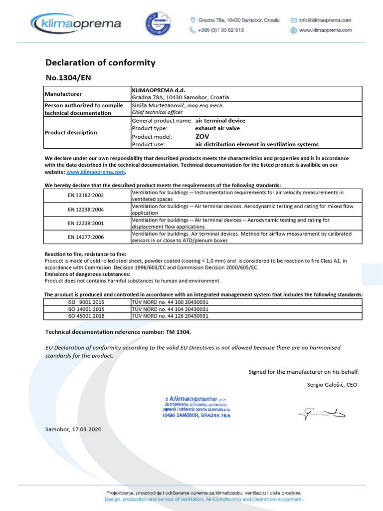 Certificates - ZOV DOC - EN | PDF | Ventilation (Architecture ...