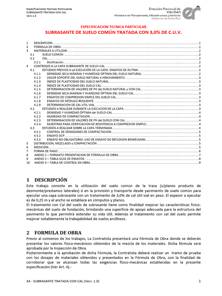3a - Subrasante Tratada Con Cal (Vers. 1.0) | PDF | Materiales ...