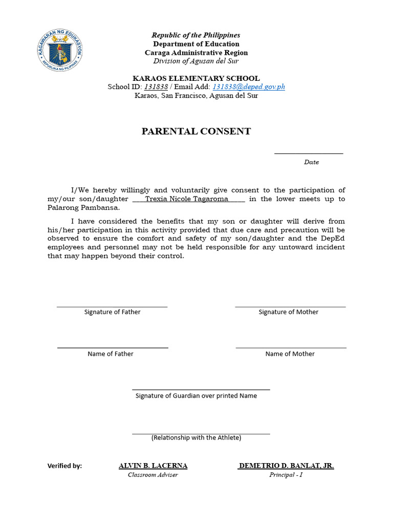 Parental Consent | PDF | Social Institutions | Philippines