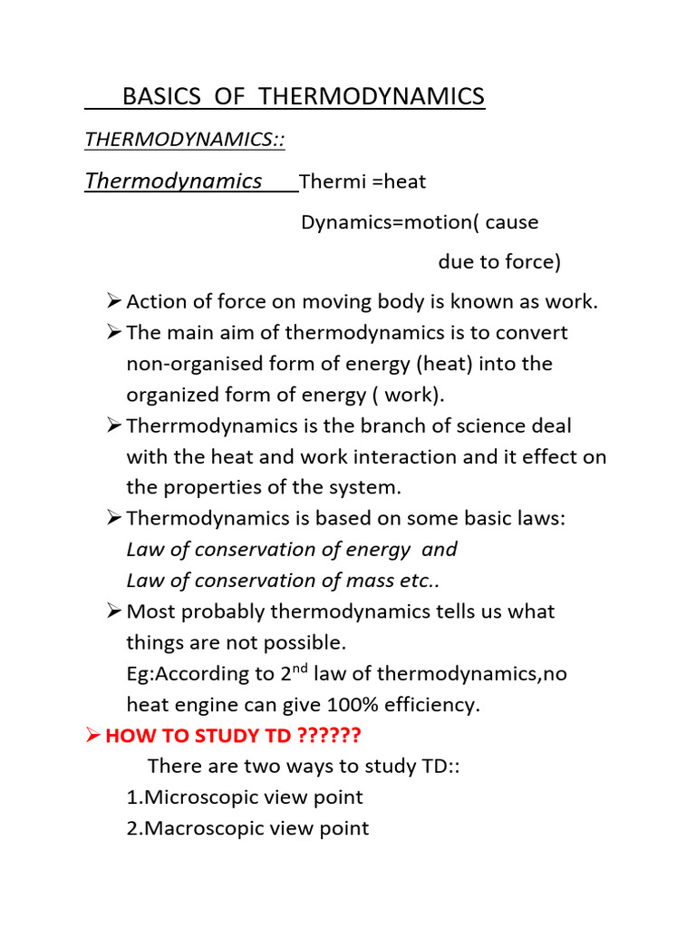 Basics of Thermodynamics | PDF