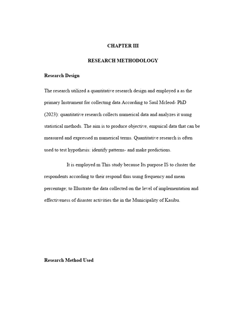 Chapter Iii Final | PDF | Methodology | Quantitative Research