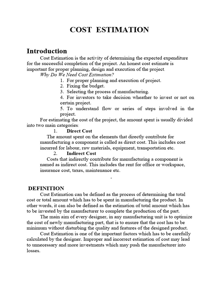 COST Estimation | PDF