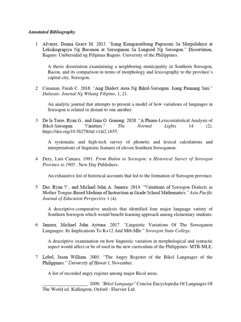 Annotated Bibliography | PDF | Linguistics | Human Communication