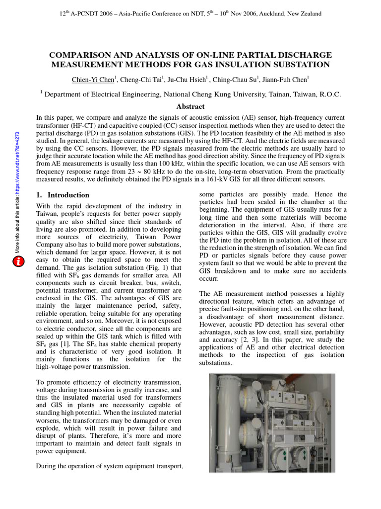 Comparison and Analysis of On-Line Partial Discharge Measurement ...