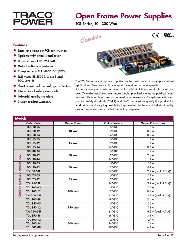 Tol Datasheet | PDF | Power Supply | Electromagnetic Compatibility
