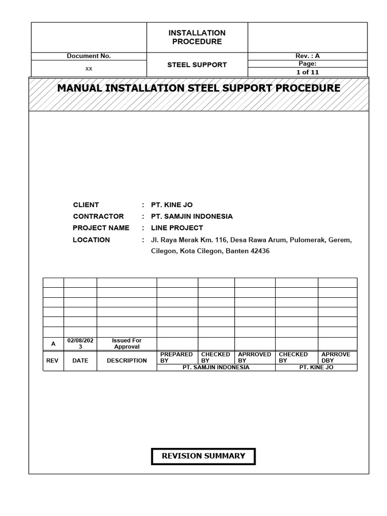 Steel Support Installation Procedure Guide | PDF | Welding | Construction