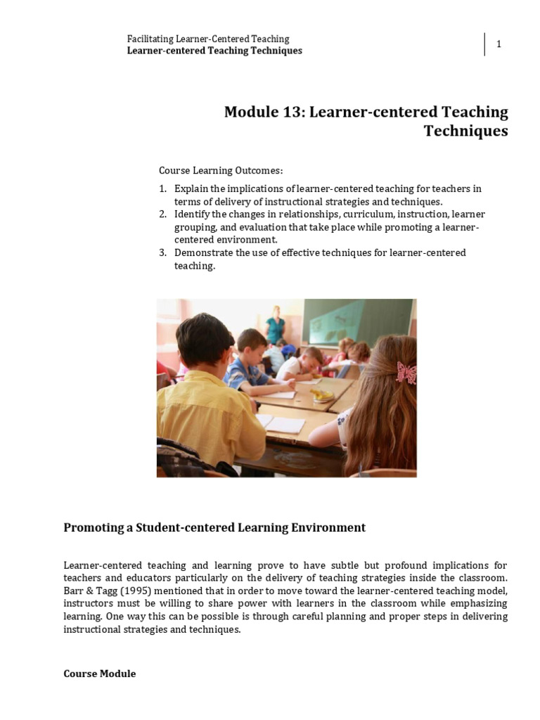 Week 16 - Learner-Centered Teaching Techniques | PDF